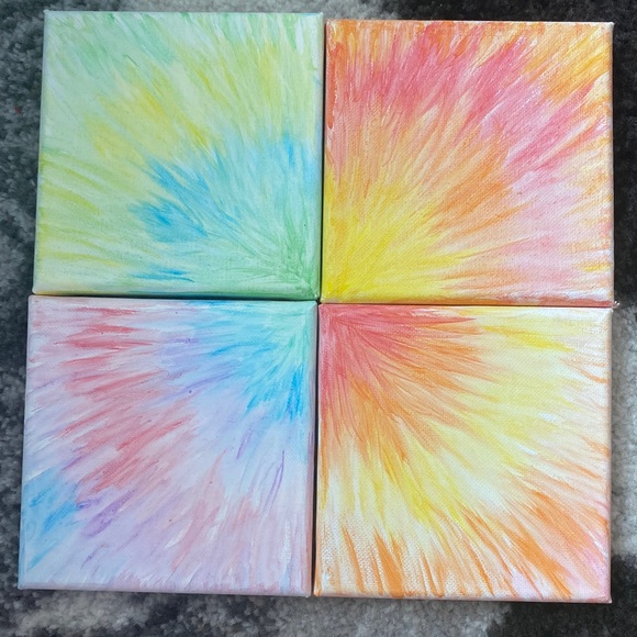 Handmade | Accents | Handmade Tie Dye Canvas 4 Pc Set Sale | Poshmark